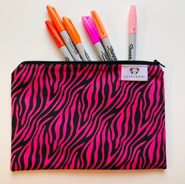 Hot pink animal print pouch, pink zebra print p... - Folksy