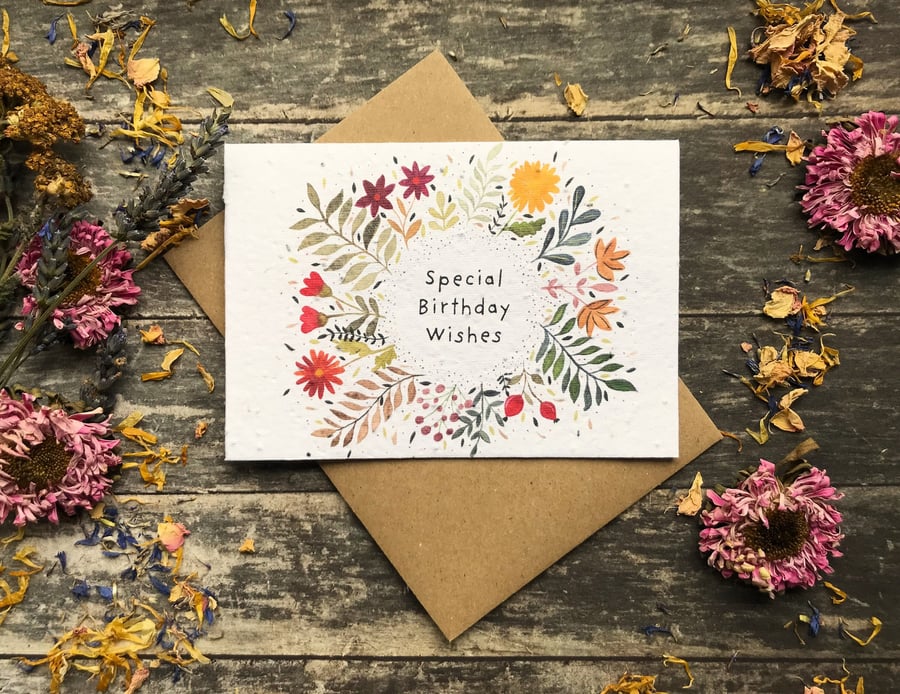 Plantable Seed Paper Birthday Card, Floral Note... - Folksy