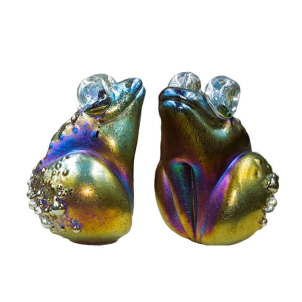 HAND BLOWN GLASS Iridescent frog toad sculpture... - Folksy