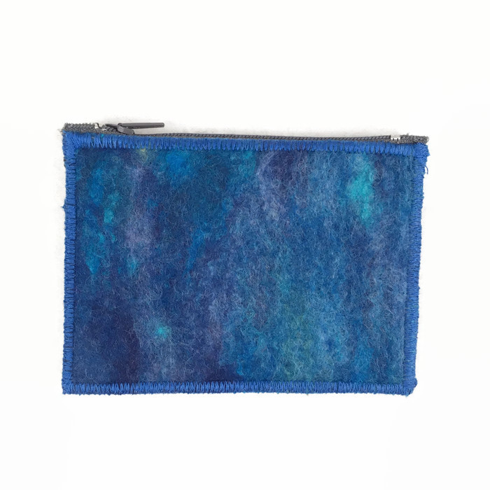 Blue felted coin purse - Folksy