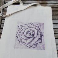 Purple Flower Collagraph Hand Printed Cream Tot... - Folksy