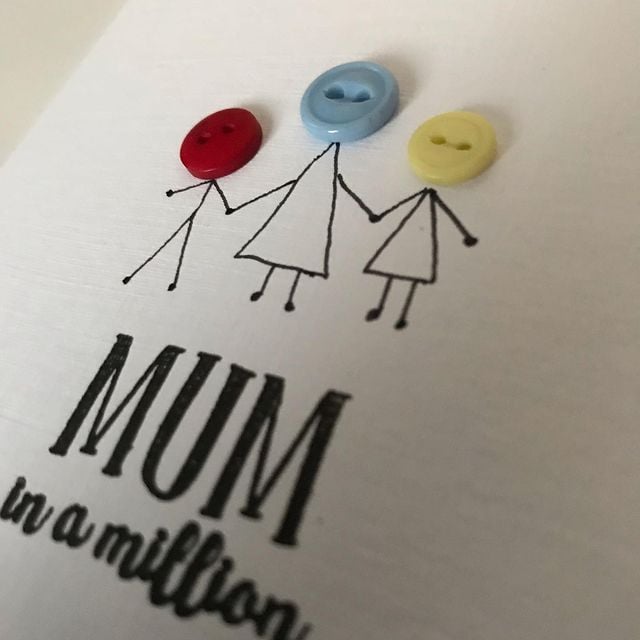 Button People Mothers Day Card - Mum in a Million - Folksy