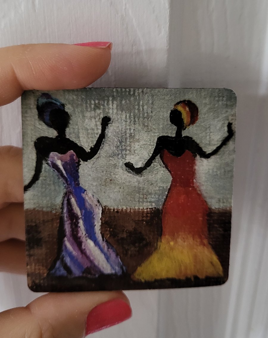 Mini magnet Dancing African Women print - Folksy