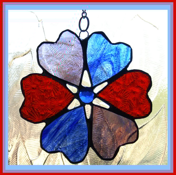 SOLD Heart Flower Stained Glass Suncatcher for... - Folksy