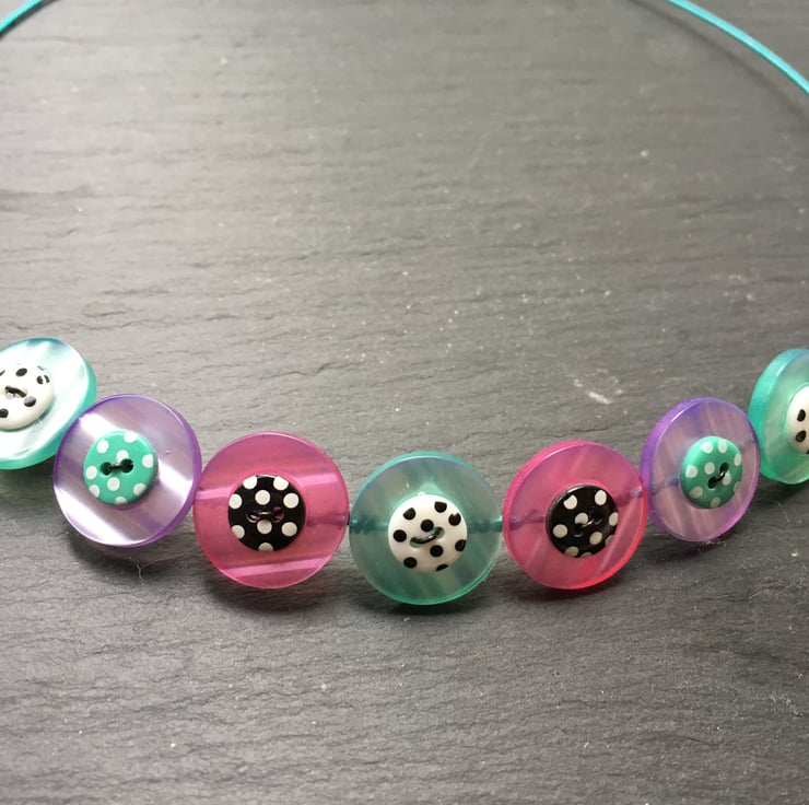 Button Necklace Layered Button Choker - Folksy