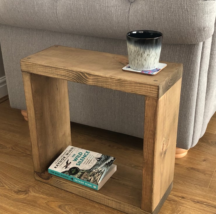 Solid wooden square shaped chunky side table en... - Folksy