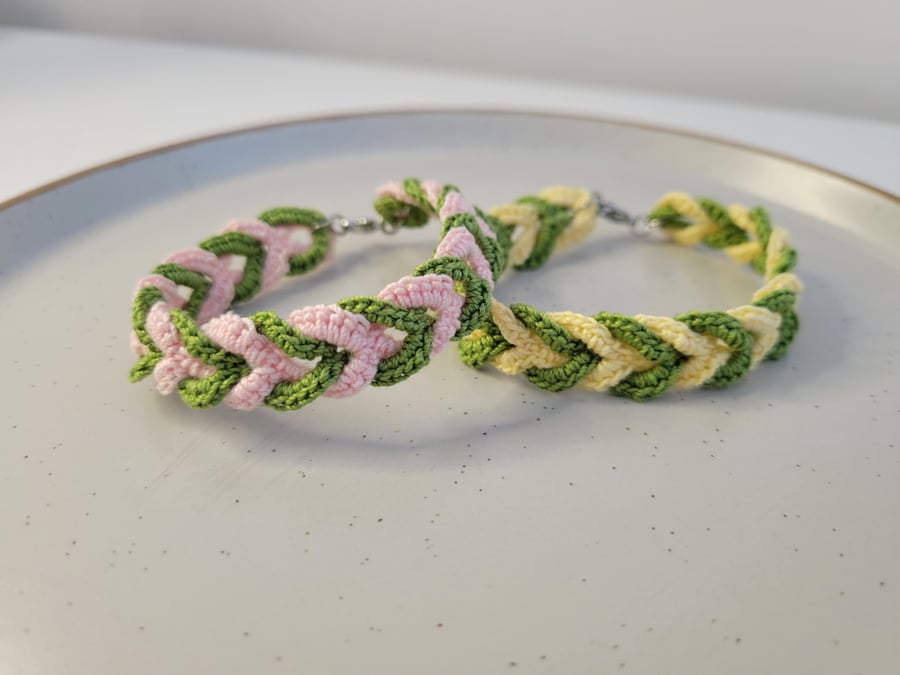 Two-Tone Crochet Twisted Bracelet - Folksy
