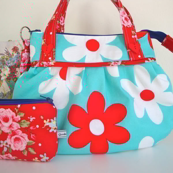 Floral Cotton Mini Handbag - including Purse - Folksy