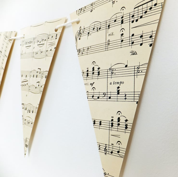 Music bunting - garland upcycled from vintage m... - Folksy