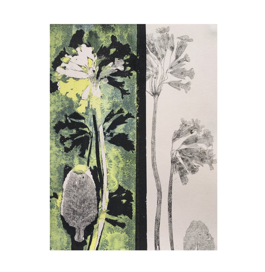 Yellow Floral Original Monoprint by Stef Mitche... - Folksy