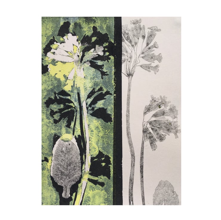 Yellow Floral Original Monoprint by Stef Mitche... - Folksy