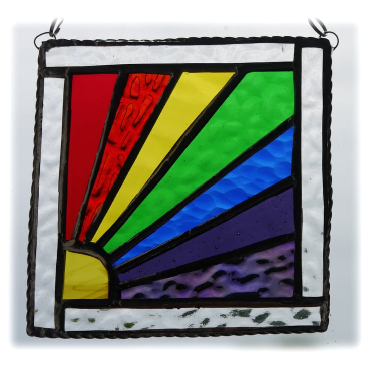 Framed Rainbow Suncatcher Stained Glass Handmad... - Folksy