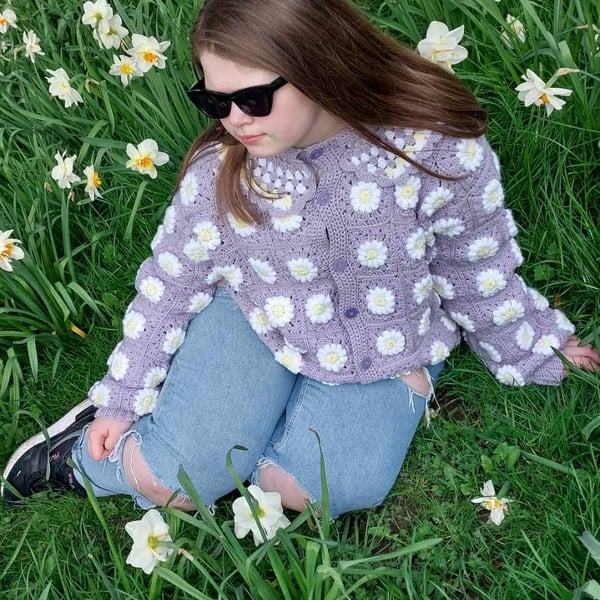 Crochet pattern Daisy cardigan - Folksy