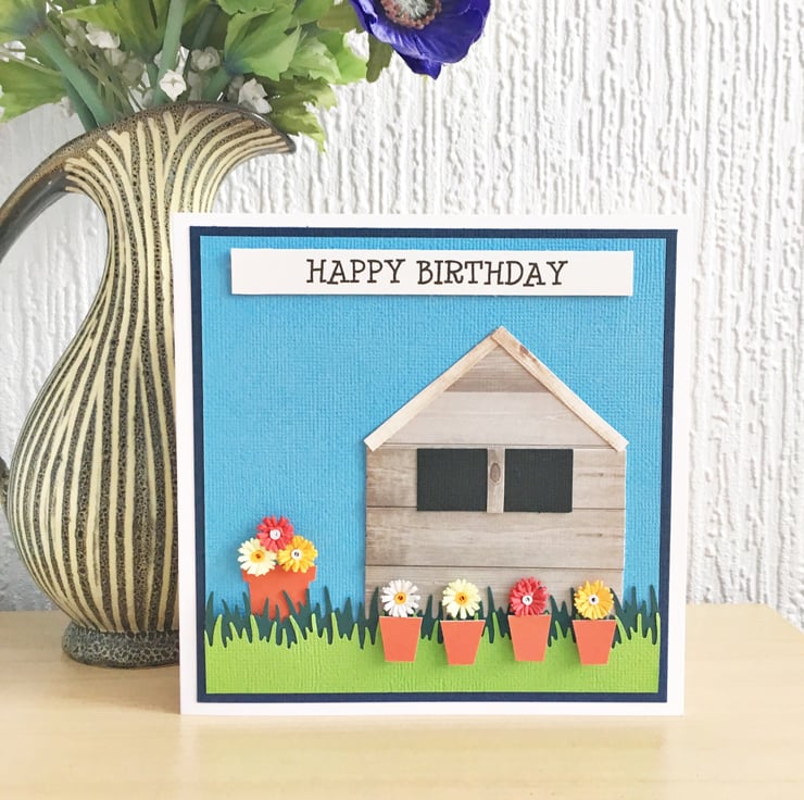 Birthday card - garden shed - boxed option - Folksy