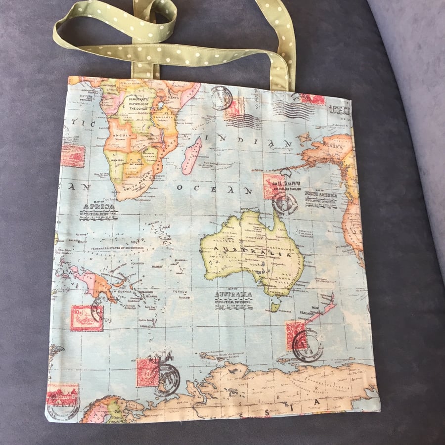 Map of the World Tote or Book bag - Folksy