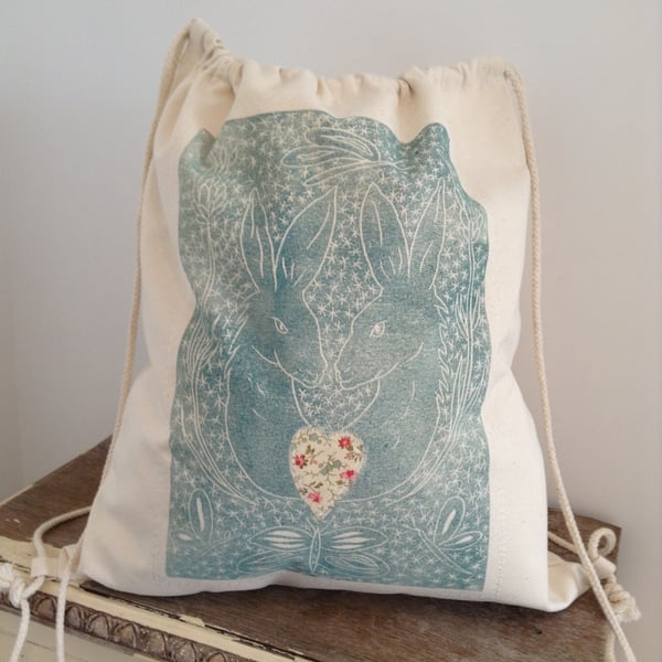 Drawstring canvas bag - Folksy