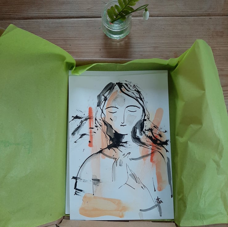 Original ink drawing - Folksy