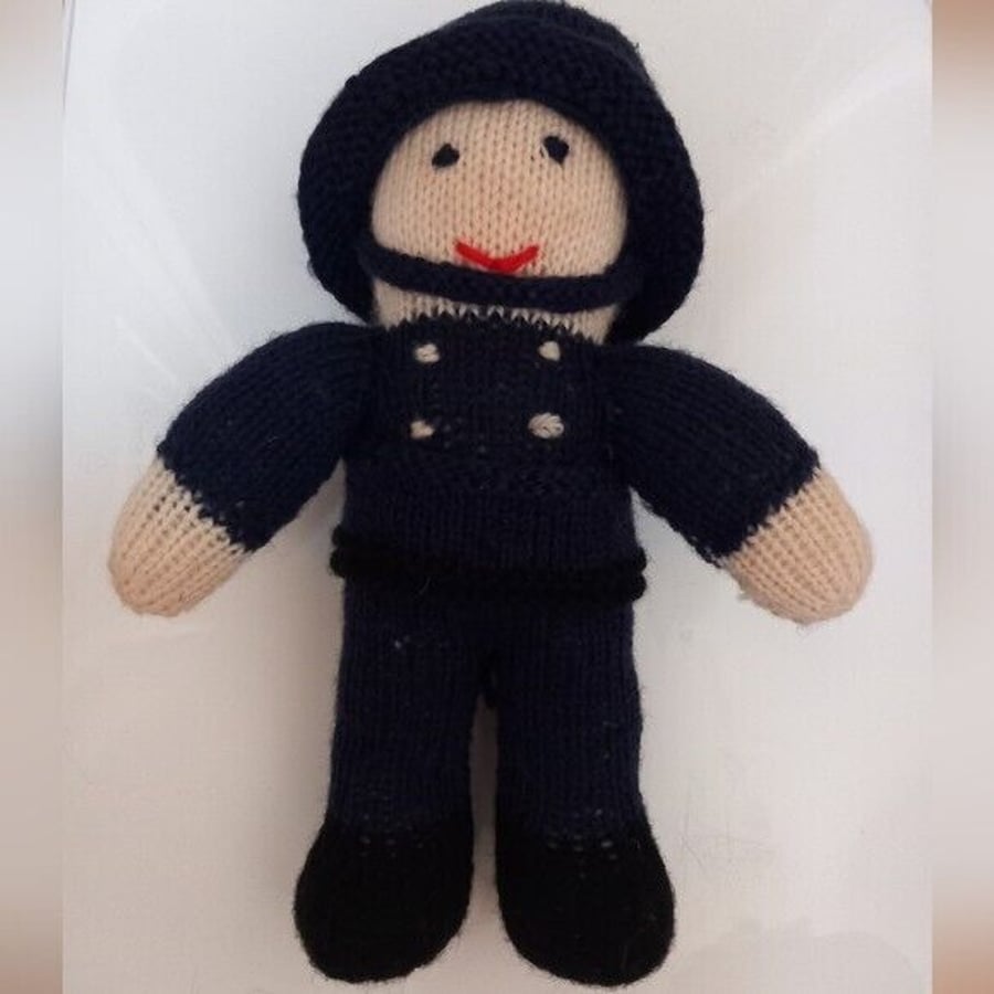 policeman knitted bear doll brand new - Folksy