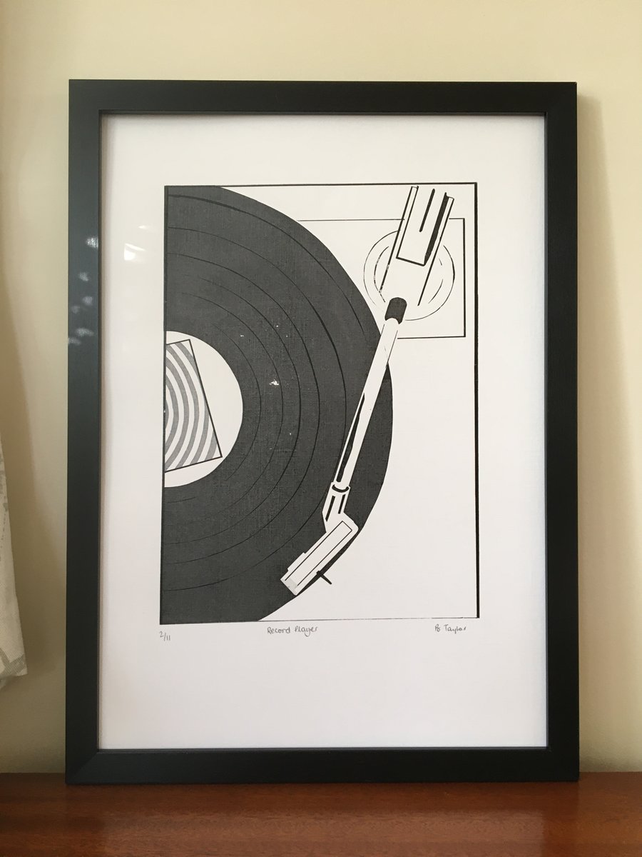 Record Player - Handmade Silkscreen Print A3 - Folksy