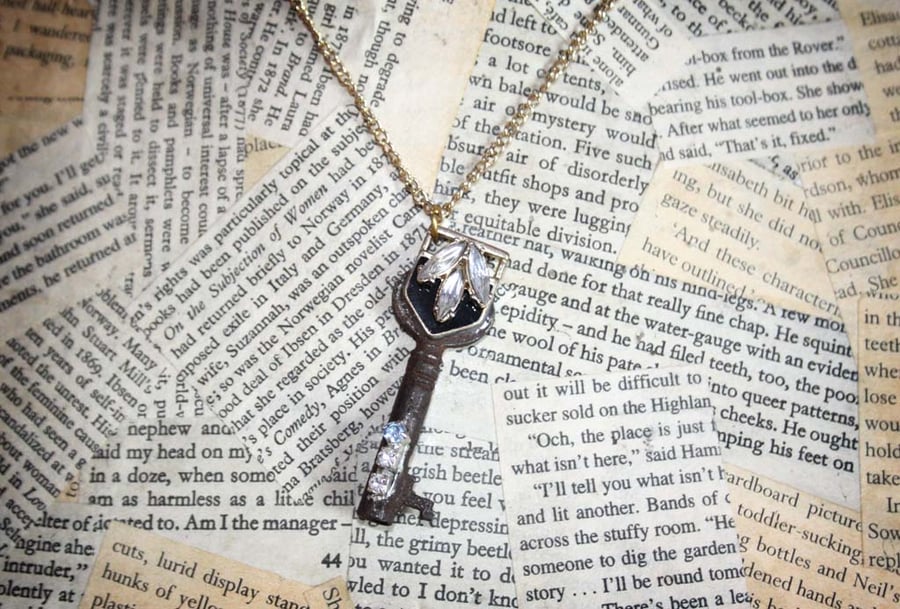 Skeleton Key Flower Charm Necklace - Folksy
