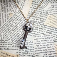 Skeleton Key Flower Charm Necklace - Folksy
