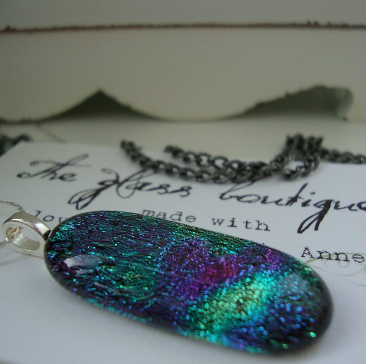 fused glass dichroic pendant - Folksy