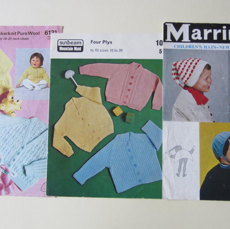 SALE Lot of 11 Vintage Knitting Patterns for Ba... - Folksy