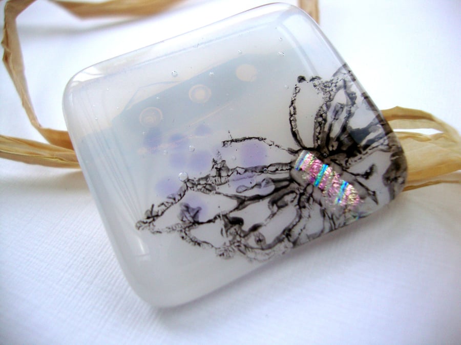 fused glass butterfly brooch - Folksy