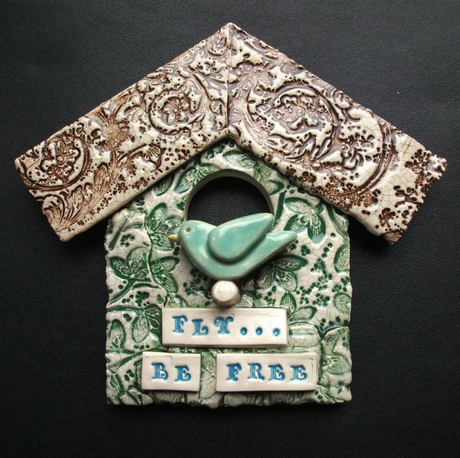 Fly....be free! ceramic birdhouse decoration - Folksy