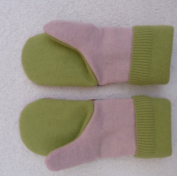 Wool mittens Created from Up-cycled Sweaters. F... - Folksy