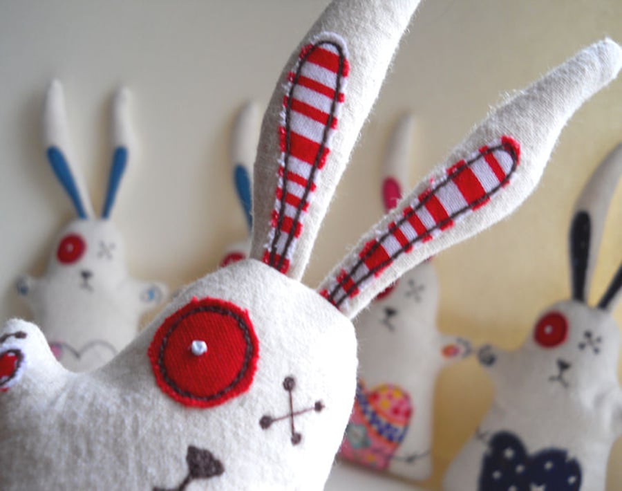 embroidered zombie bunny rabbit - Folksy