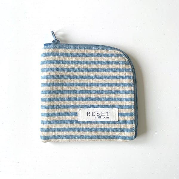 Blue stripe pattern fabric zipper bag, coin pur... - Folksy
