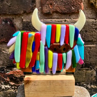 Gorgeous Fused glass Highland cow ornament each... - Folksy
