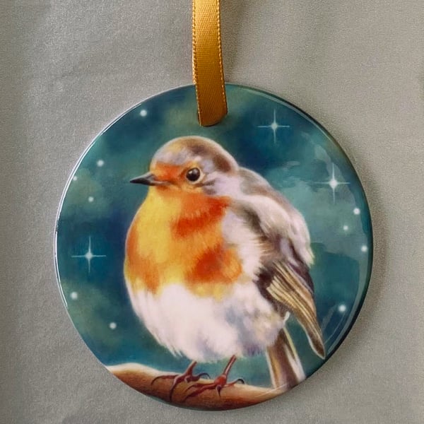 Seconds sale - Robin ceramic ornament - Folksy