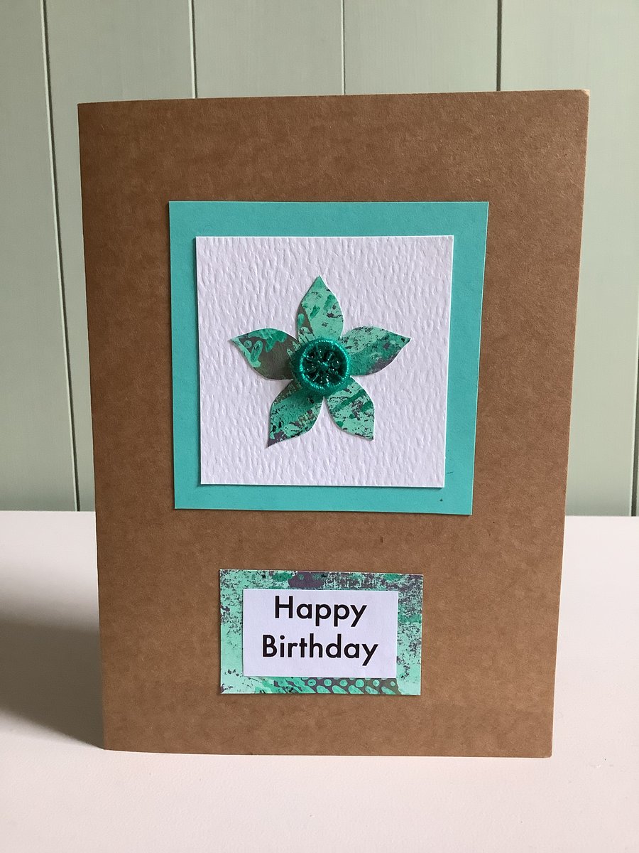 Handcrafted Birthday Card embellished with a Do... - Folksy