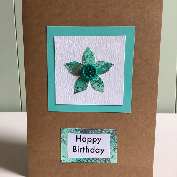 Handcrafted Birthday Card embellished with a Do... - Folksy