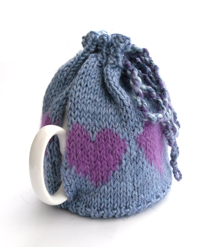 Blue Valentine Hearts tea cosy - Folksy
