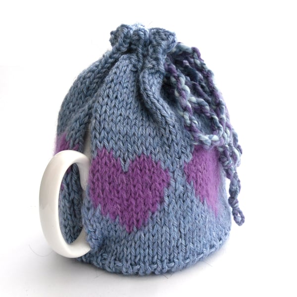 Blue Valentine Hearts tea cosy - Folksy
