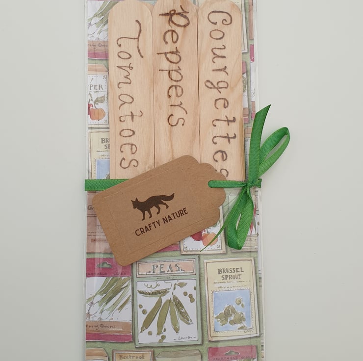 Handburnt large wooden vegetable plant labels - Folksy