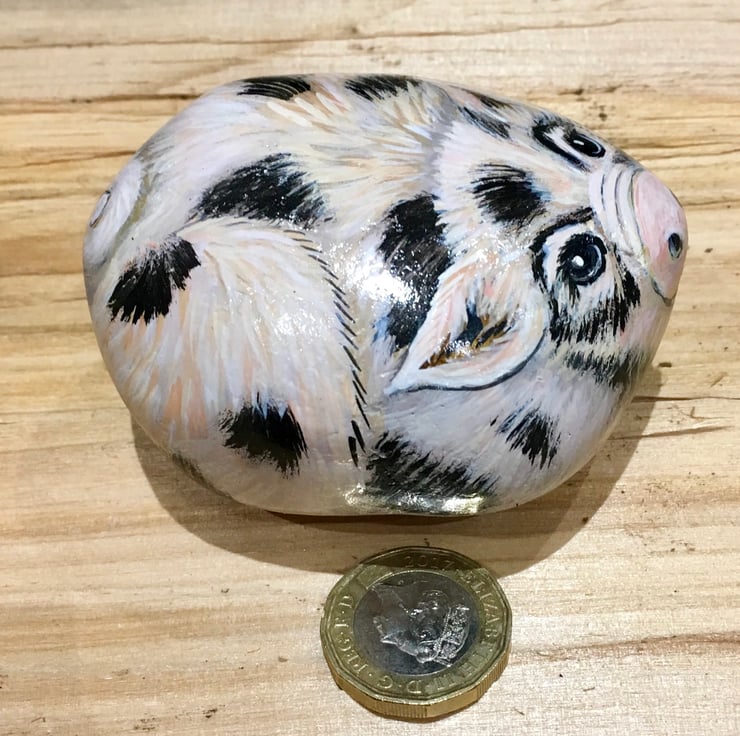 Pig hand painted pebble pet rock stone animal g... - Folksy