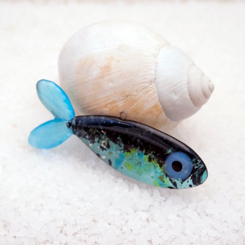 Aquamarine Blue Fused Glass Fish Decoration - Folksy