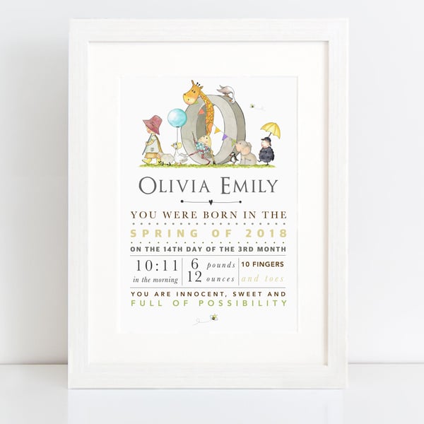 Nursery rhyme birth details "child's name ... - Folksy