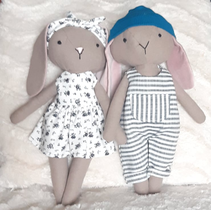 Linen rabbit, Stuffed bunny, Heirloom gift, Sof... - Folksy
