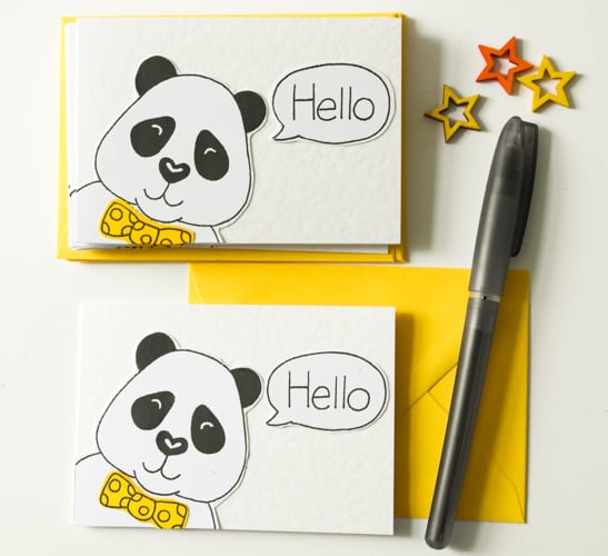 Cute Panda Notecards,Pack of six Panda Thank yo... - Folksy