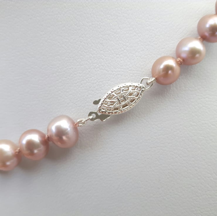 Pearl Necklace, Pale Pink, with Sterling Silver... - Folksy