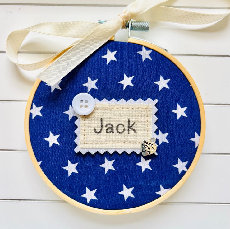 Personalised Star Embroidery Hoop - Name Keepsa... - Folksy