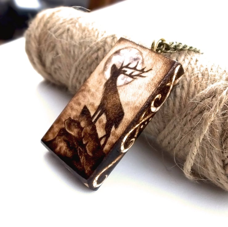 Monarch of the Moors Sycamore Pyrography Stag P... - Folksy