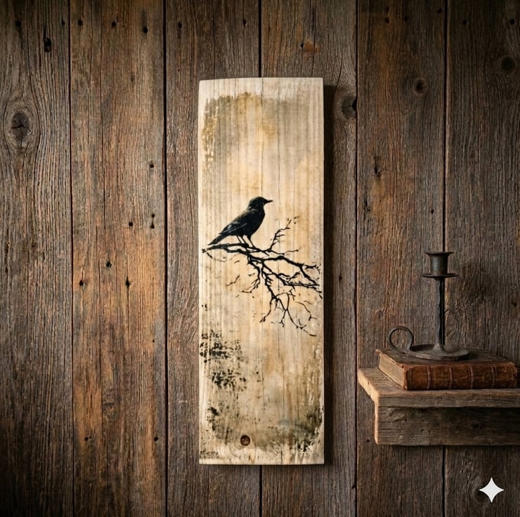 Gothic Black Bird Silhouette bare Branch Moody ... - Folksy