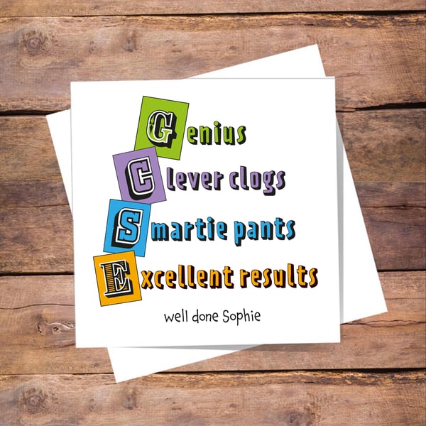 GCSE Results Card - Pass Exams,Well Done,Congra... - Folksy