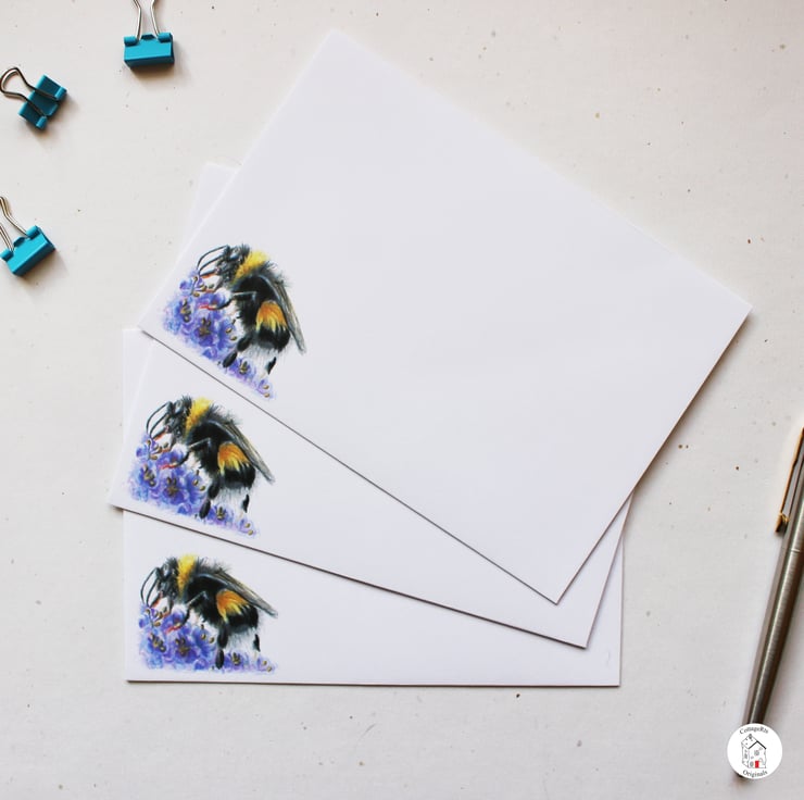 Bumble Bee With Flowers Letter Writing Paper Ch... - Folksy